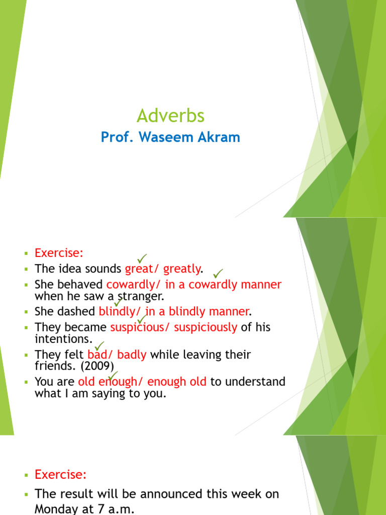 Adverbs (Practice) | PDF