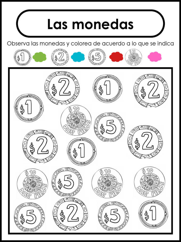 Actividades de Coloreo: Monedas y Más | PDF