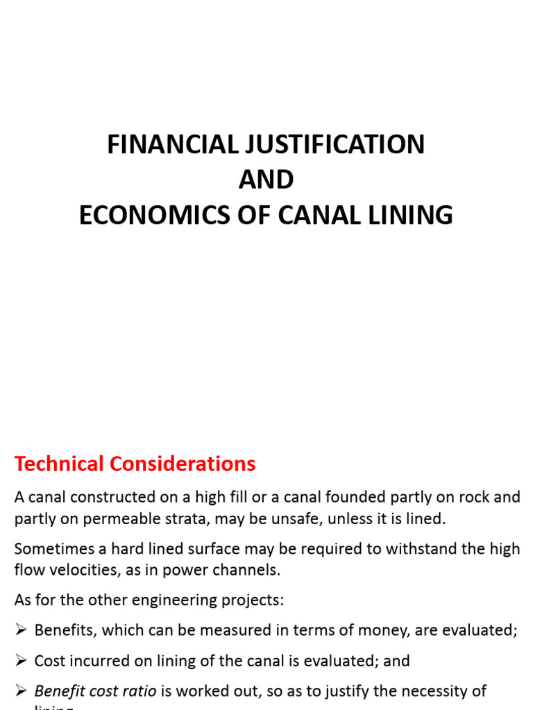 Canal Lining Financial Justification | PDF | Interest