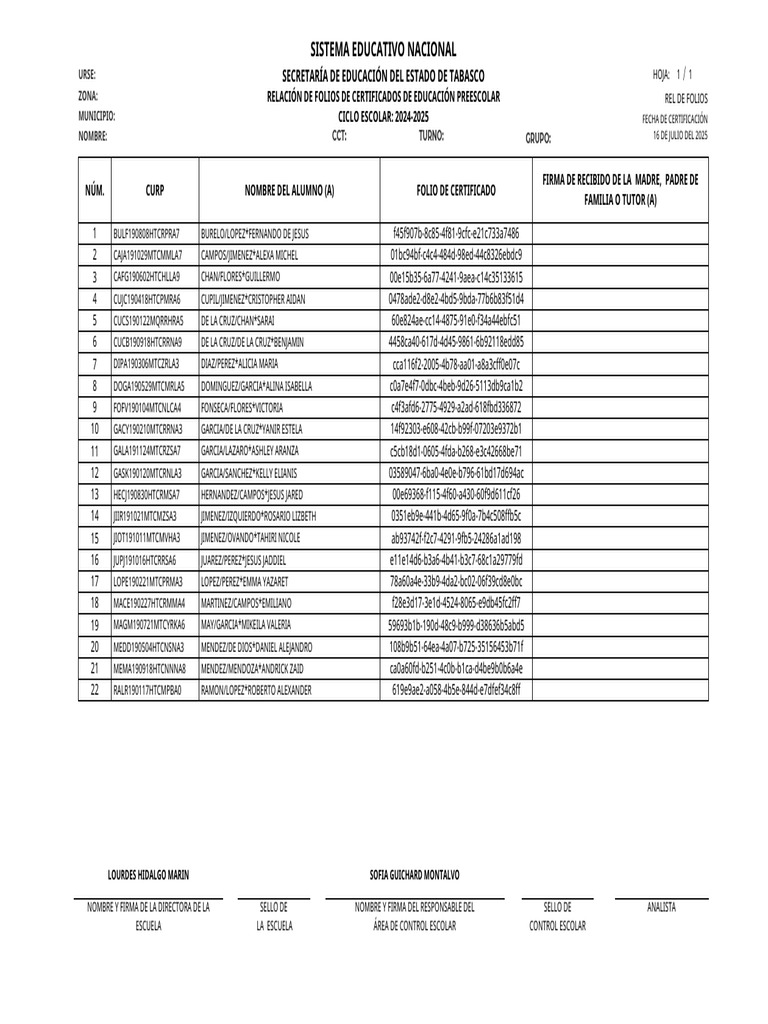 Rel de Folios 3°a | PDF
