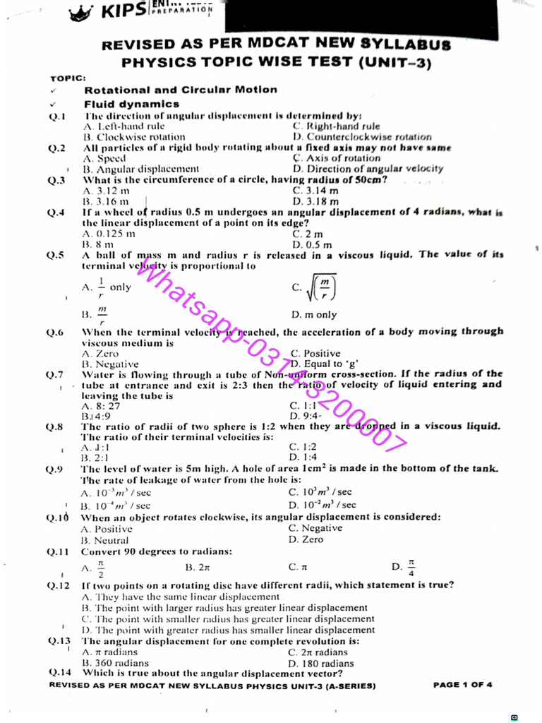 Phy 3 A-Series 2025 + Key | PDF