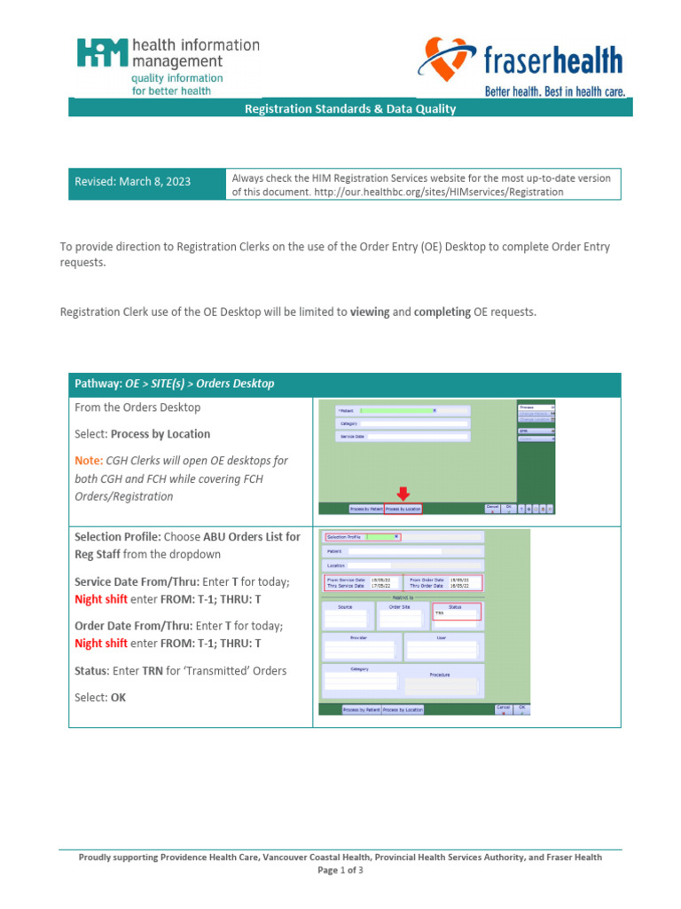 Order Entry Desktop For Registration Clerks | PDF | Computing