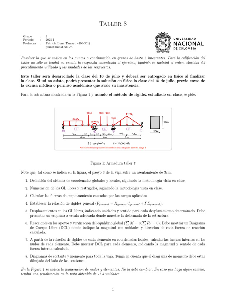 Taller 8 Rigidez Viga | PDF | Rigidez | Viga (Estructura)