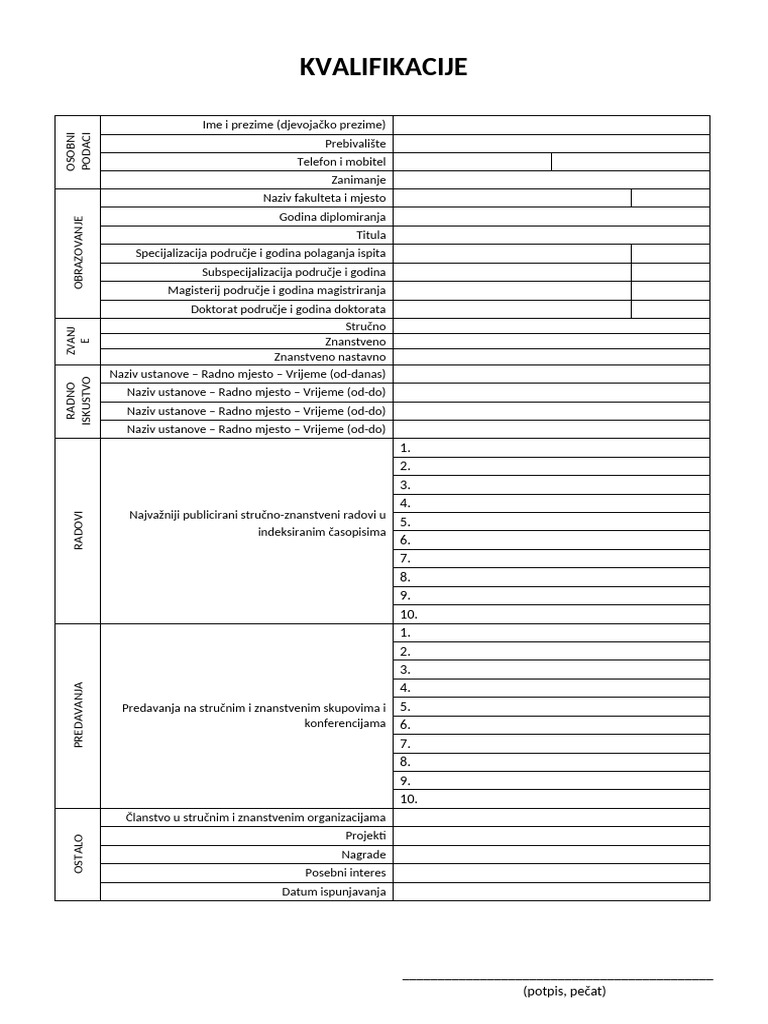 Kvalifikacije | PDF