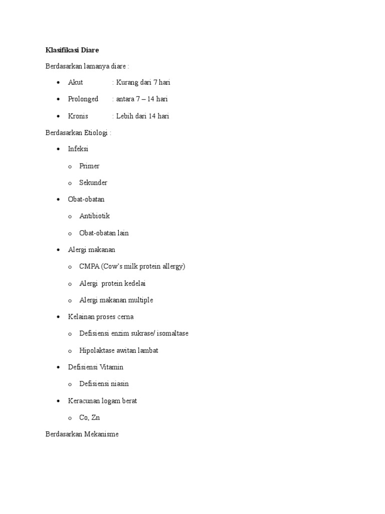 Klasifikasi Diare | PDF