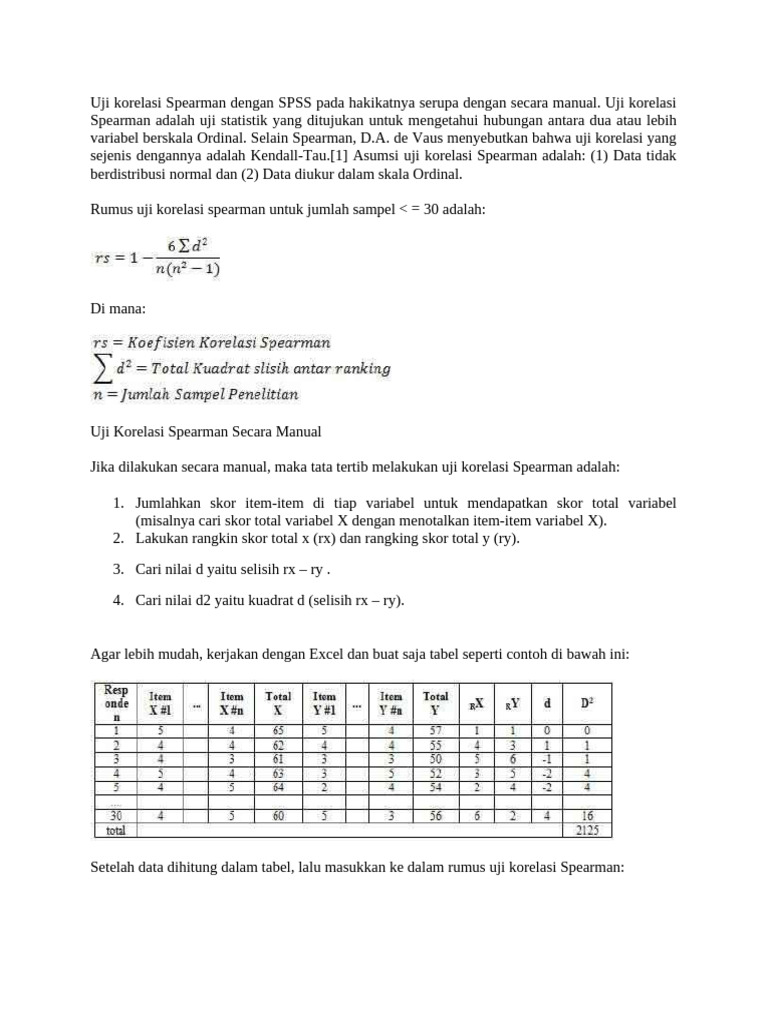 Uji Korelasi Spearman | PDF