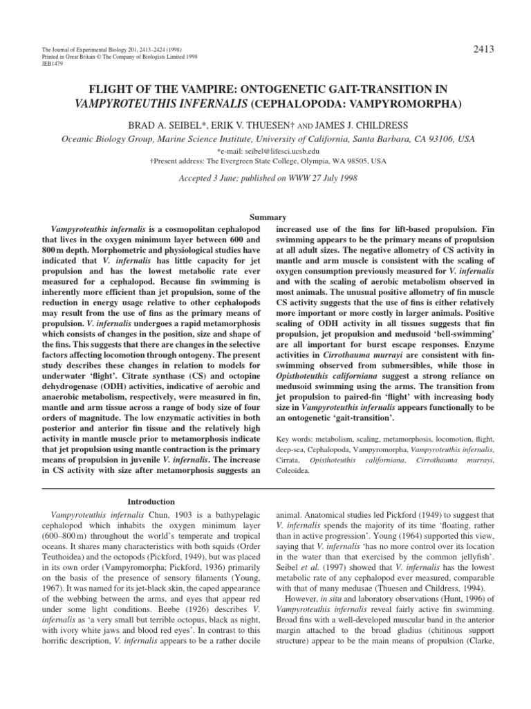Flight of The Vampire: Ontogenetic Gait-Transition In: Vampyroteuthis ...