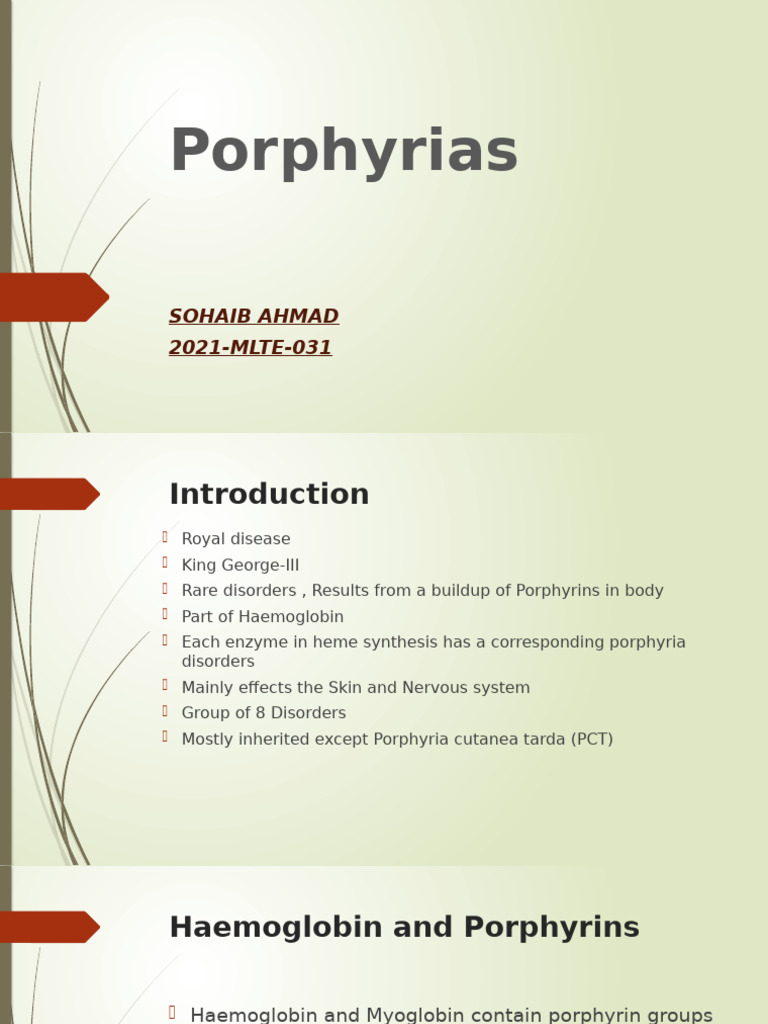 Porphyria - A Brief Explanation | PDF | Medical Specialties | Diseases ...