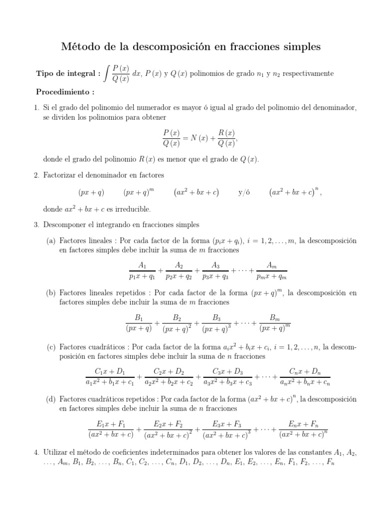 Clase 12 Fracciones Simples | PDF | Integral | Factorización