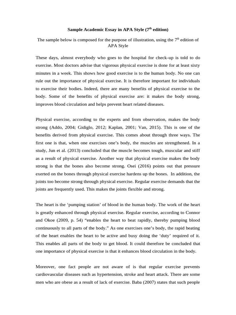 Sample Academic Essay in APA Style | PDF | Heart | Circulatory System