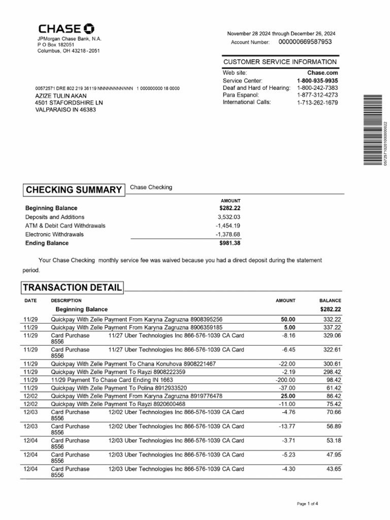 Chase Statement | PDF