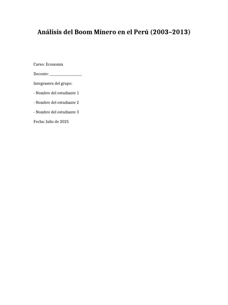 Boom Minero Peru Trabajo Economía | PDF | Macroeconómica | Neoliberalismo