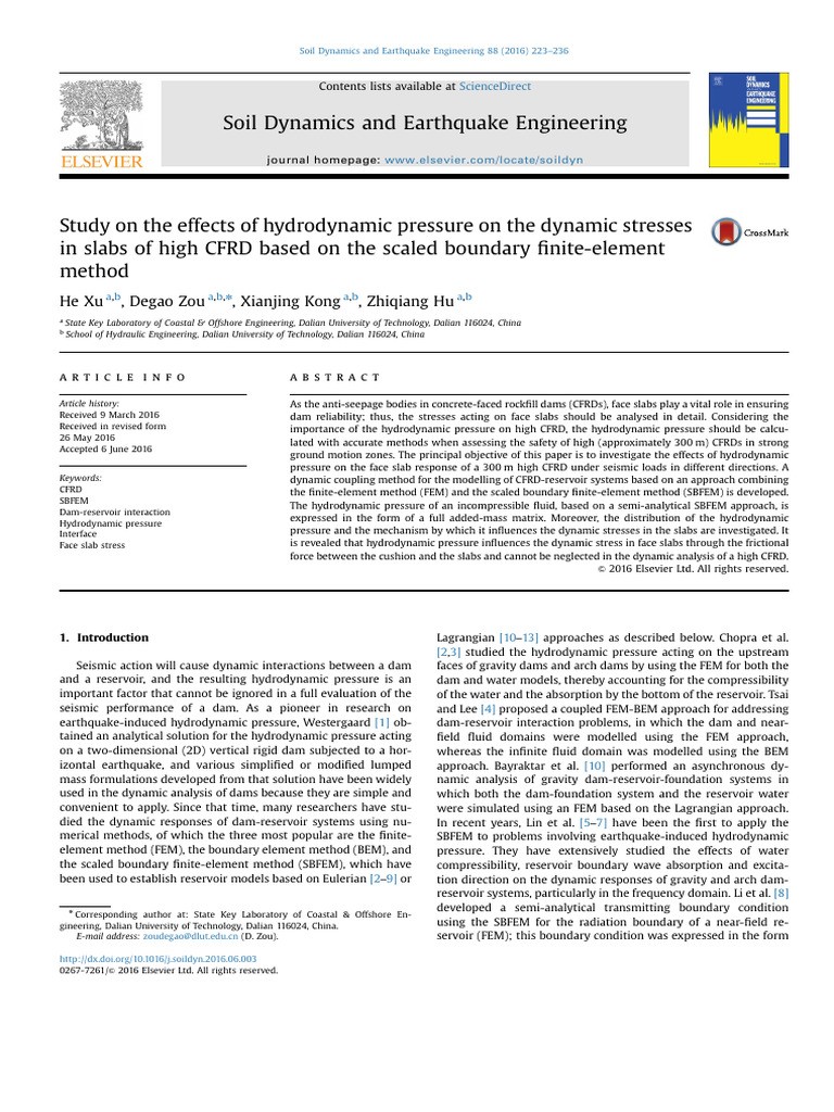 2016 - Study On The Effects of Hydrodynamic Pressure On The Dynamic ...