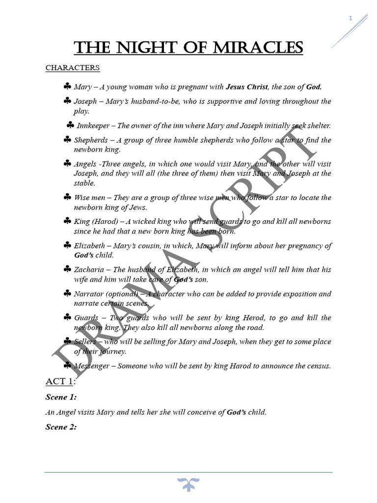 The Night of Miracles: A Nativity Drama | PDF | Mary, Mother Of Jesus ...