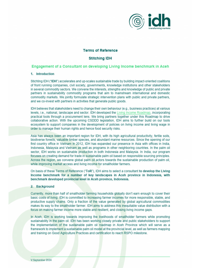 Living Income Benchmark for Aceh Palm Oil | PDF | Cost Of Living ...