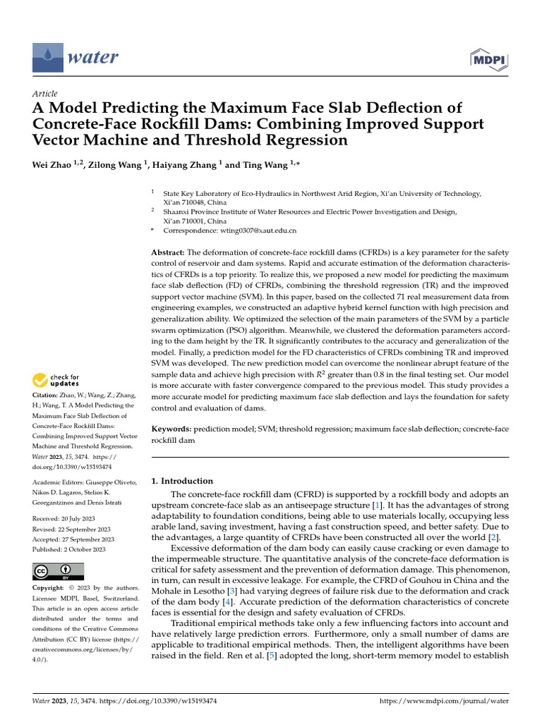A Model Predicting The Maximum Face Slab Deflectio | PDF | Support Vector Machine | Prediction