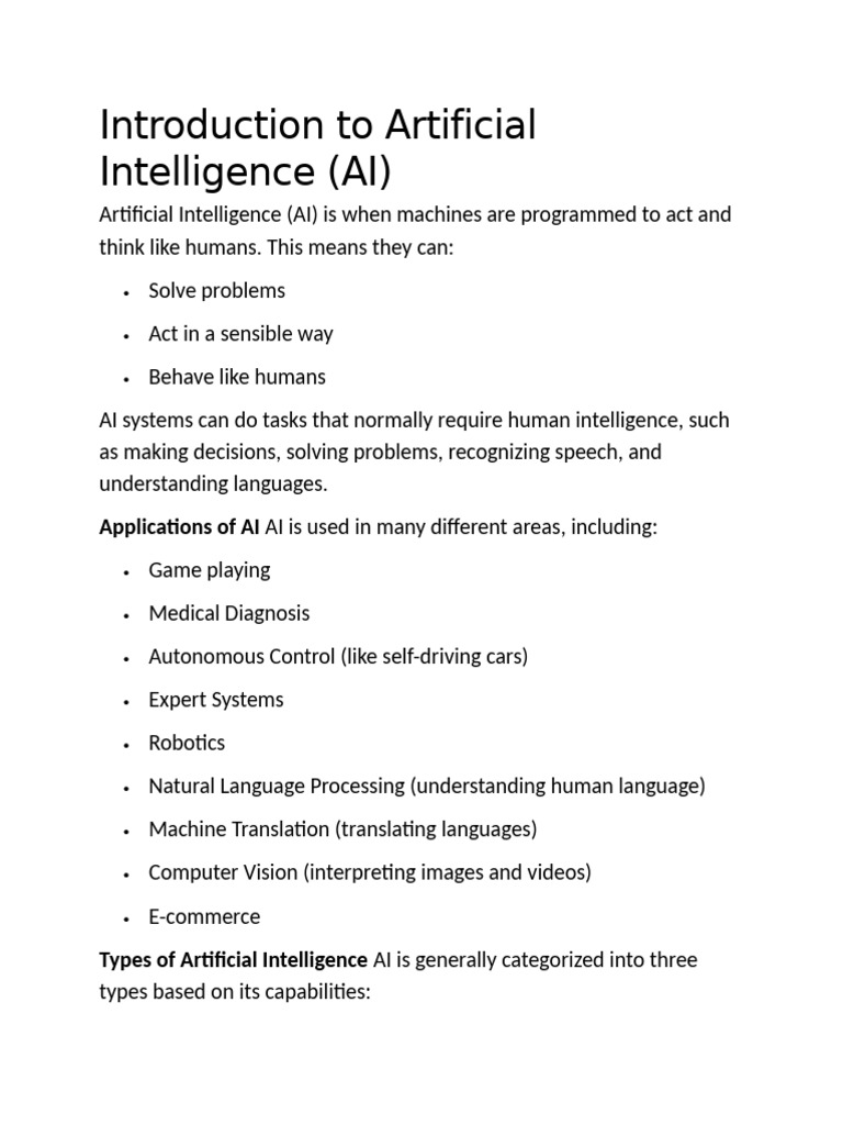 Overview of Artificial Intelligence Applications | PDF | Artificial ...