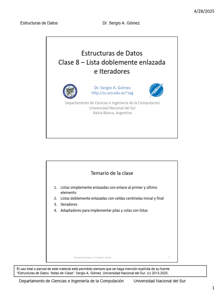 Uns Ed 2025 Clase 07 Lista Doblemente Enlazada Iteradoresx2 | PDF ...