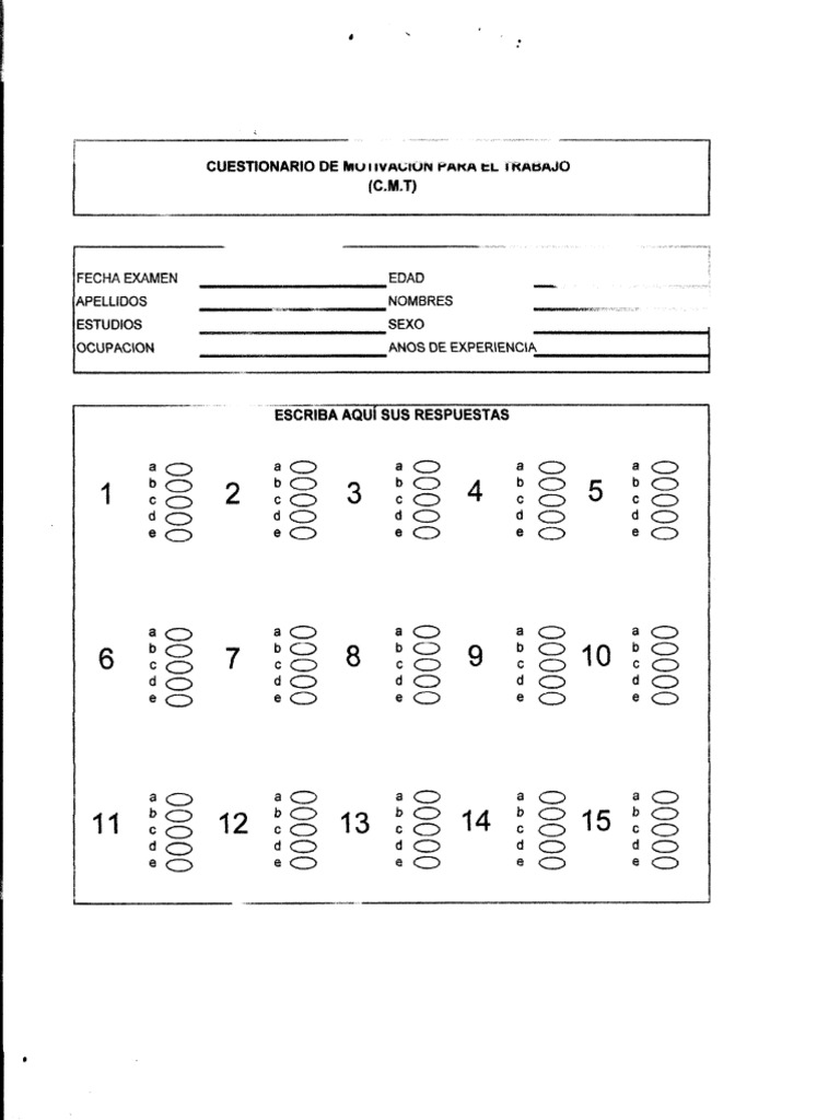 Hoja de Respuestas CMT | PDF