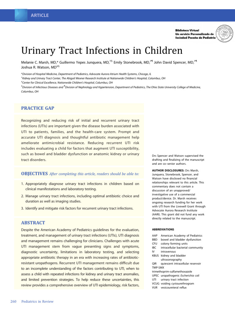 Urinary Tract Infections in Children - Unlocked | PDF | Urinary Tract ...