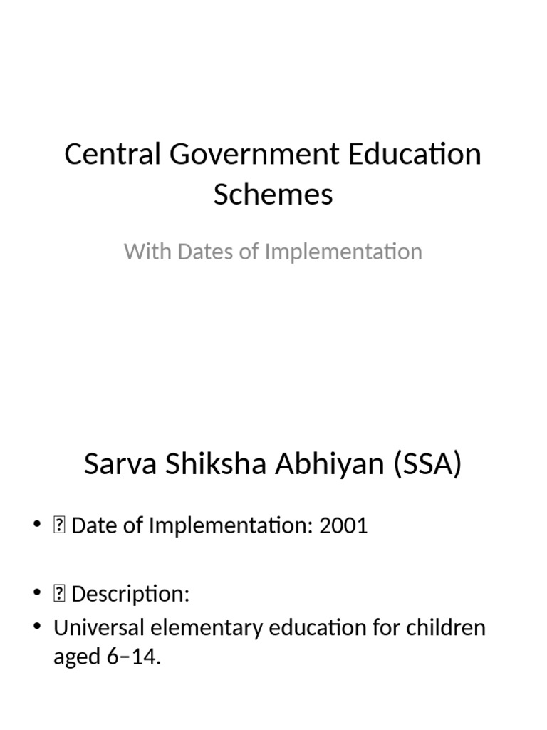 Central Education Schemes | PDF | Government Of India