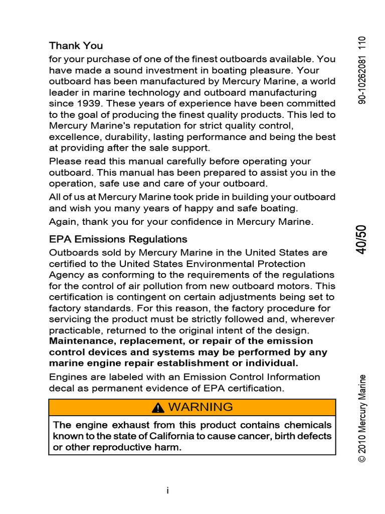 Mercury Marine Outboard Manual | PDF | Implied Warranty | Engines