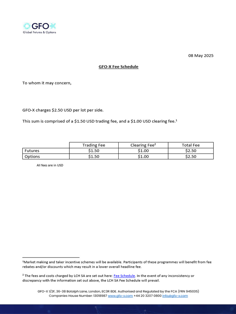 GFO-X Fee Structure May 2025 | PDF