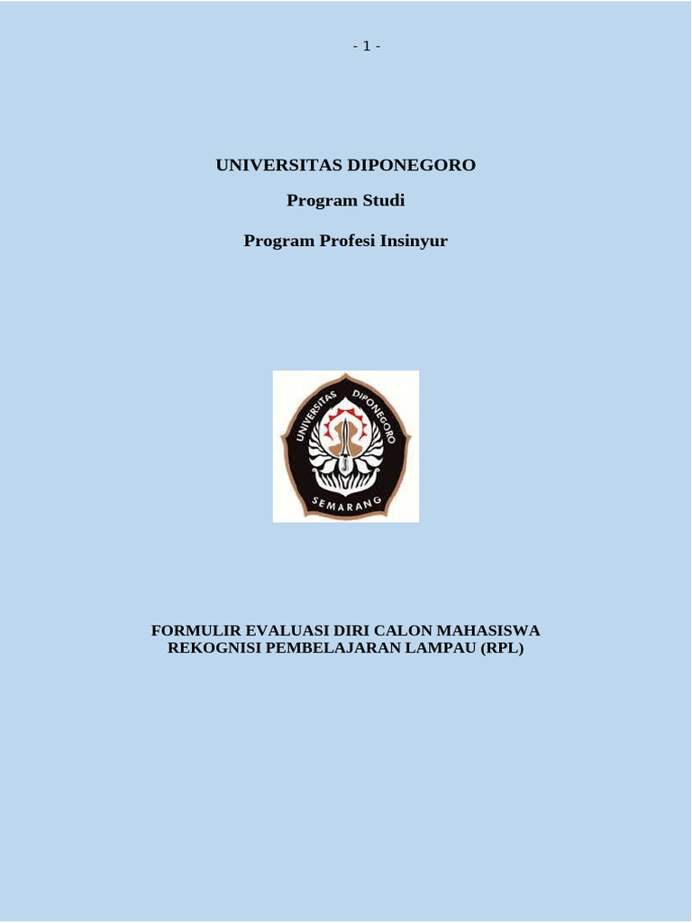 3.-Formulir Evaluasi Diri RPL PSPPI-FT-UNDIP | PDF