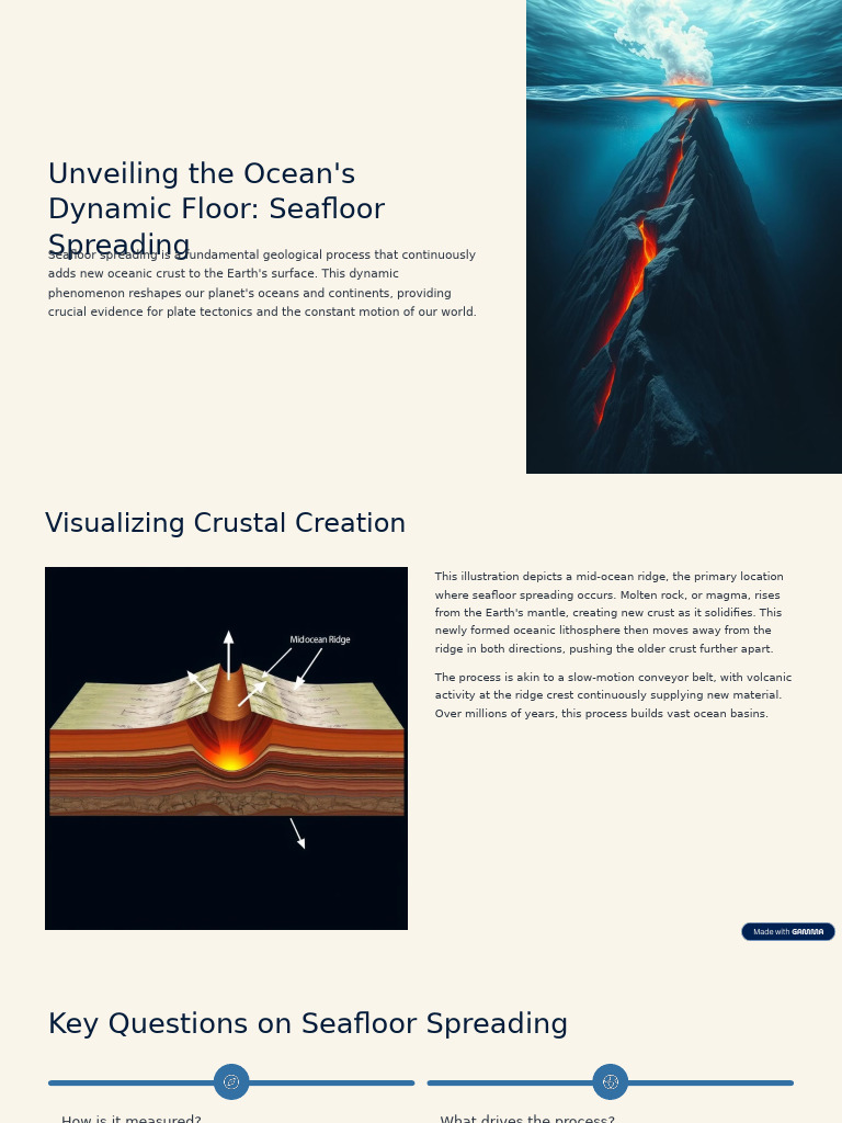 Unveiling The Oceans Dynamic Floor Seafloor Spreading | PDF | Plate Tectonics | Crust (Geology)