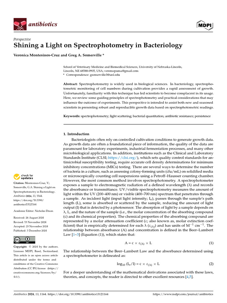 Shining A Light On Spectrophotometry in Bacteriology | PDF ...