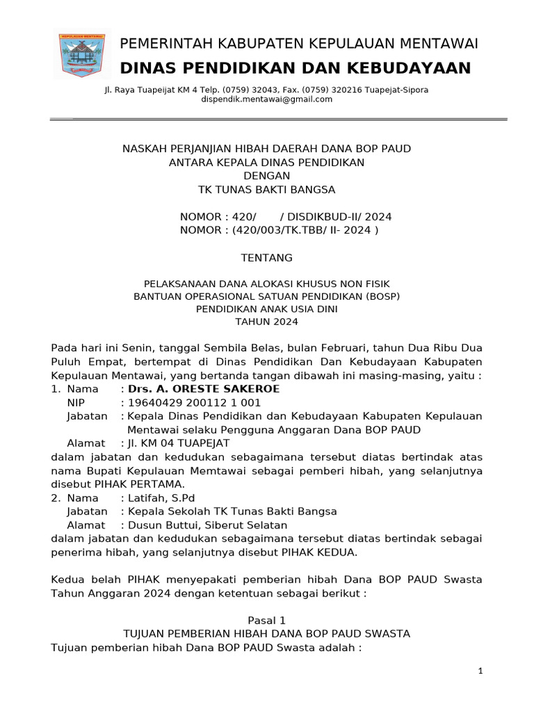 TK TBB - NPHD Dana Bop Paud 2024 A | PDF