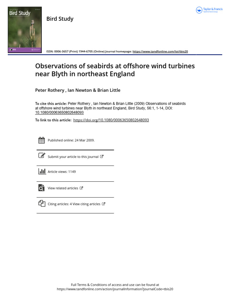 Observations of Seabirds at Offshore Wind Turbines Near Blyth in ...
