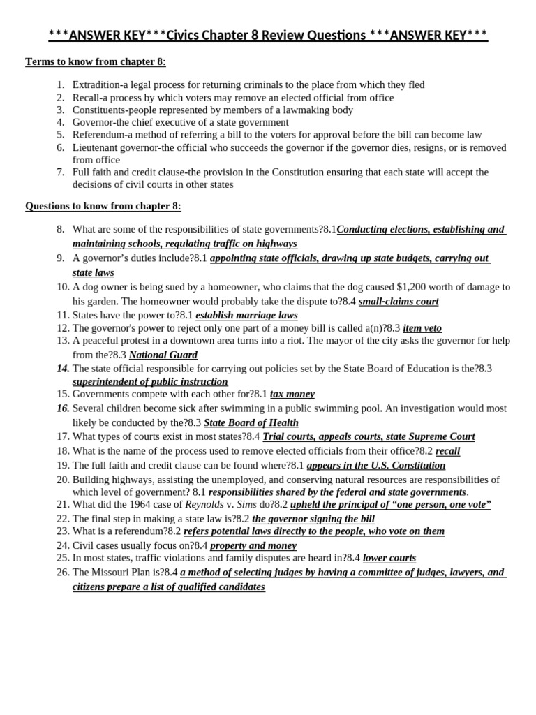 2017 CH 8 Review Questions Answer Key | PDF | Supreme Court Of The ...