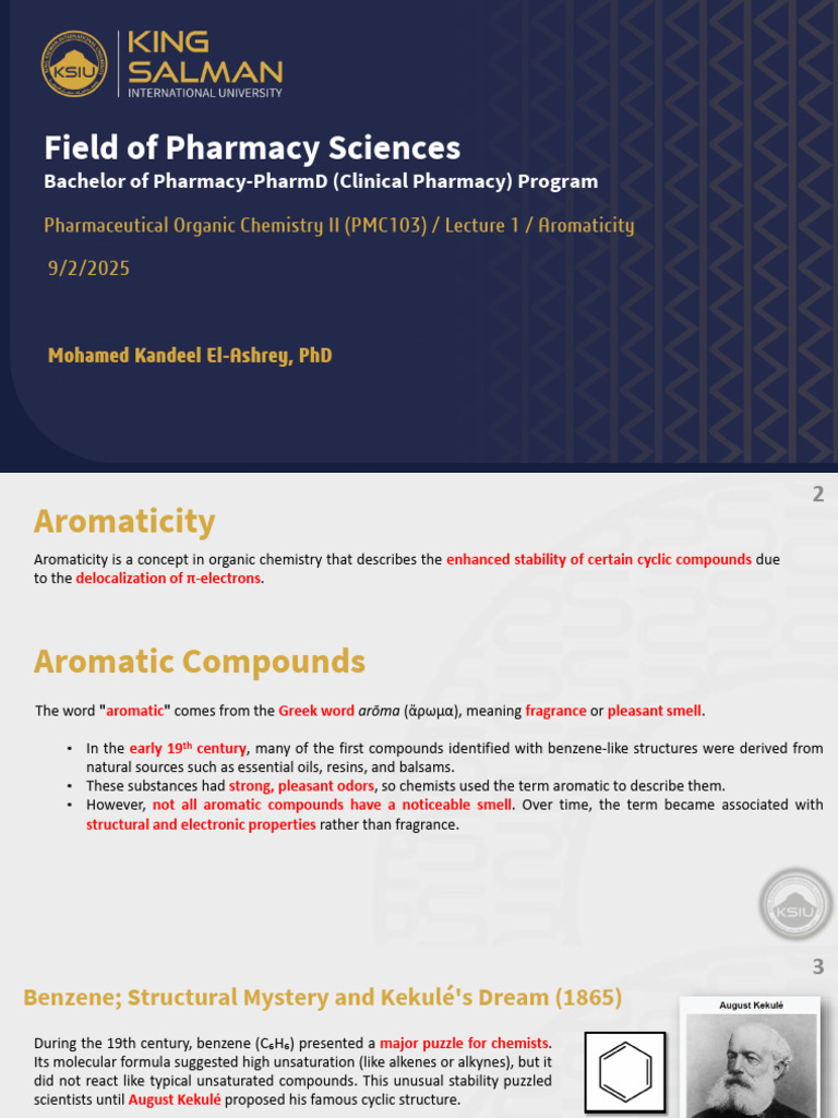 2242-PMC103 (Lecture 01) | PDF | Aromaticity | Benzene