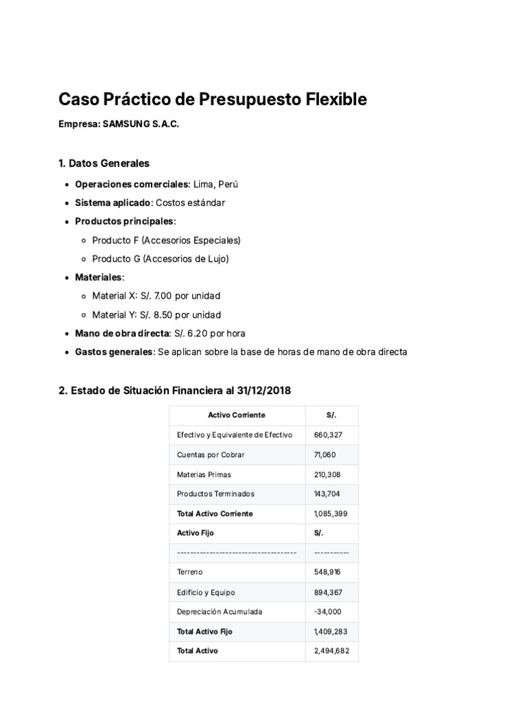 Caso Práctico de Presupuesto Flexible | PDF | Presupuesto | Economias