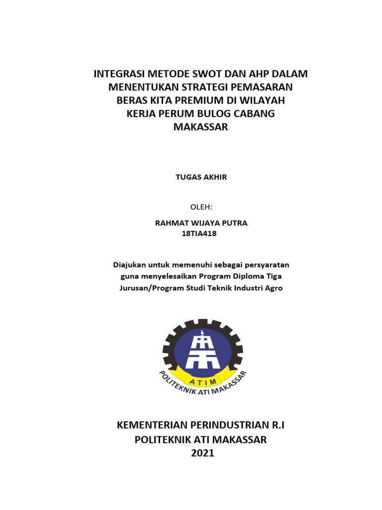 Integrasi Swot Ahp | PDF