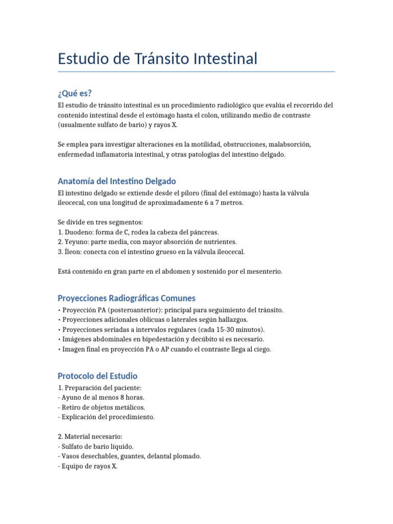 Estudio de Tránsito Intestinal | PDF | Tracto gastrointestinal ...