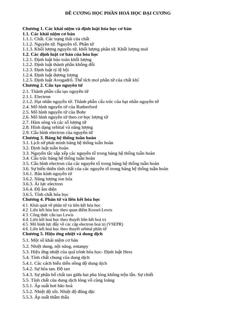 De Cuong HP Hoa Hoc Dai Cuong KC | PDF