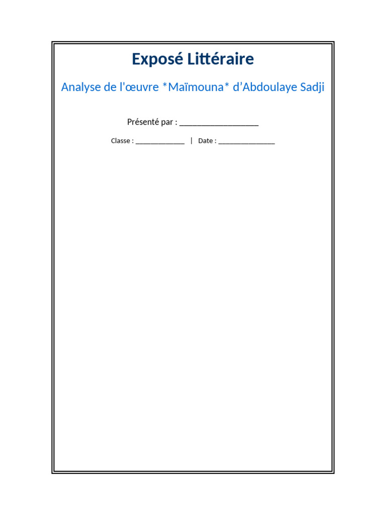 Analyse de *Maïmouna* d'Abdoulaye Sadji | PDF