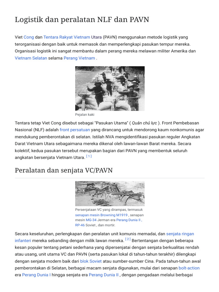 Logistik dan Persenjataan NLF dalam Perang Vietnam | PDF