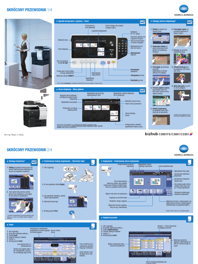 Bizhub c3851fs c3851 c3351 Quick Reference PL 1 0 1 | PDF