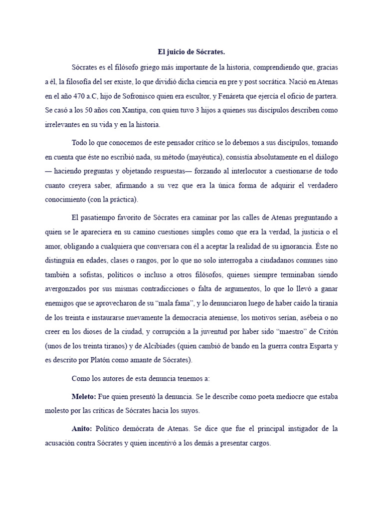 El Juicio de Sócrates | PDF | Sócrates