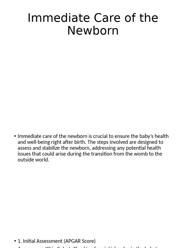 Immediate Care of The Newborn | PDF | Infants | Breathing