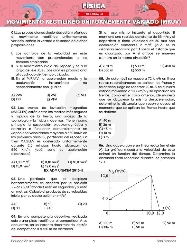 Movimiento Rectilíneo Uniformemente Variado (Mruv) - Física | PDF