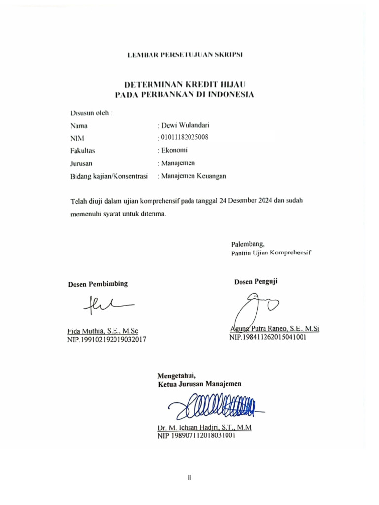 Lembar Persetujuan Skripsi TTD | PDF