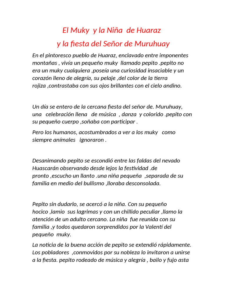 El Muky y La Niña de Huaraz | PDF