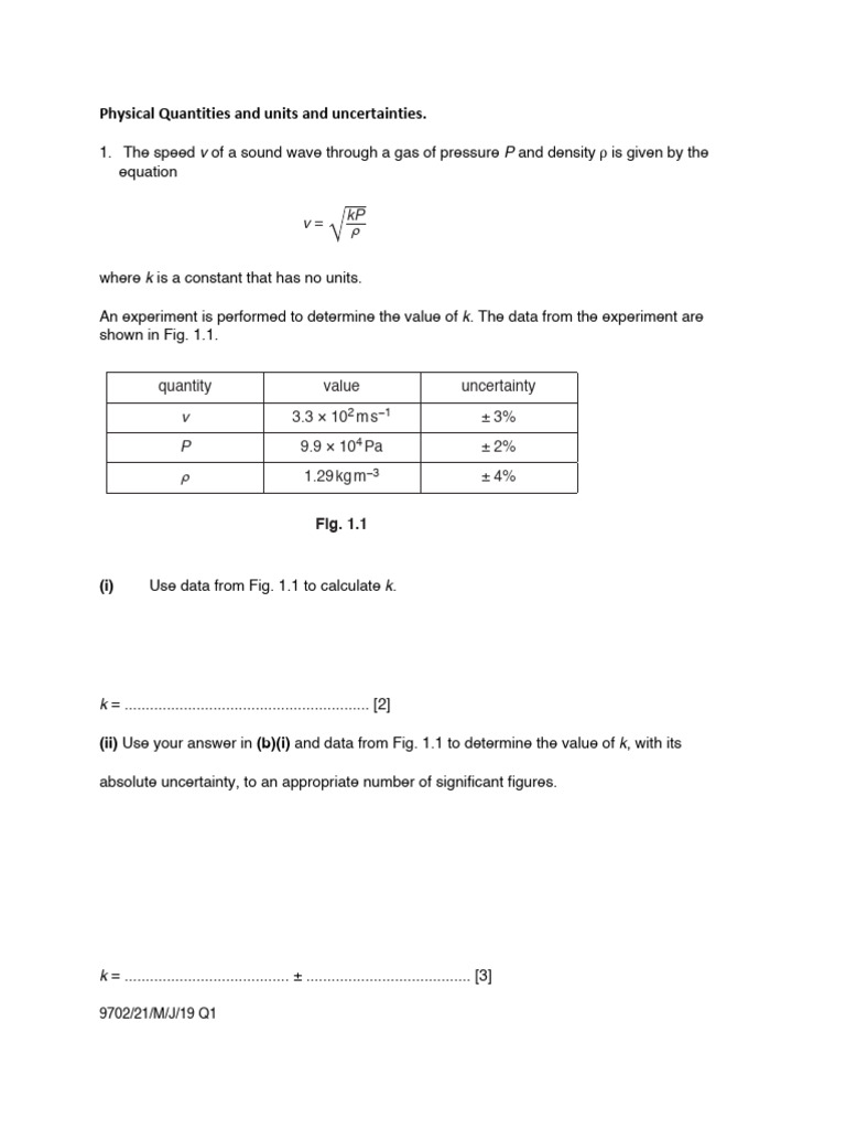 Sound Wave Speed and Uncertainty Analysis | PDF | Significant Figures ...