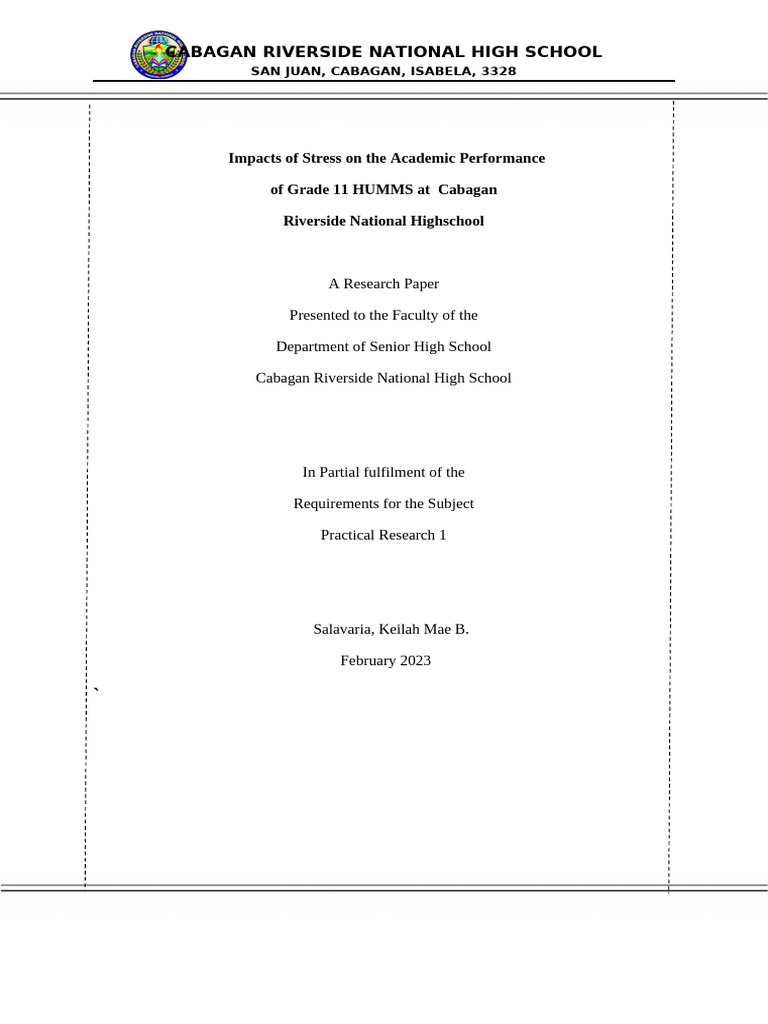 Stress Impact on Grade 11 HUMMS Performance | PDF | Stress (Biology ...
