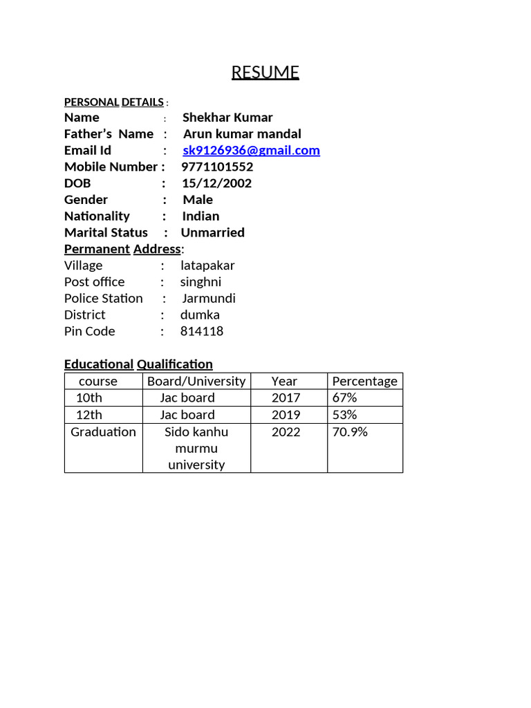 Resume Shekhar | PDF