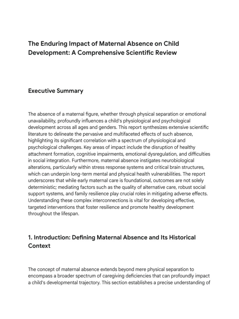 Impact of Maternal Absence on Development | PDF | Attachment Theory ...